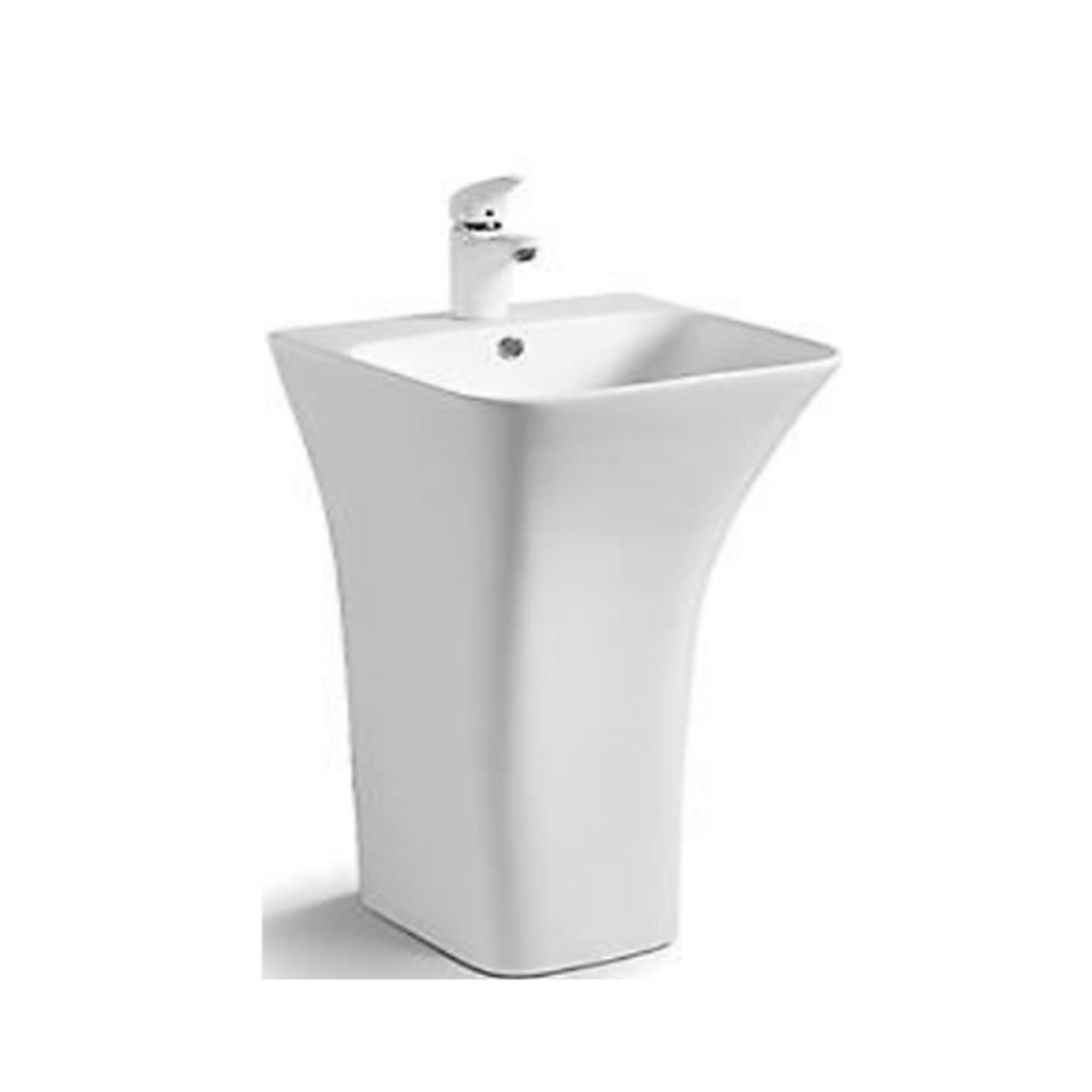 Lavamanos Sampi Columna 45 Cm con Rebalse Blanco | mK.cl - MK