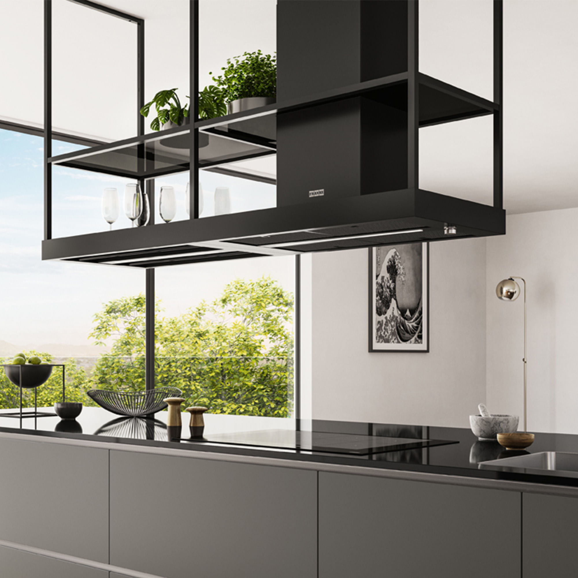 Campana Isla T-Shelf Mythos Matt F180 Negro | mK.cl