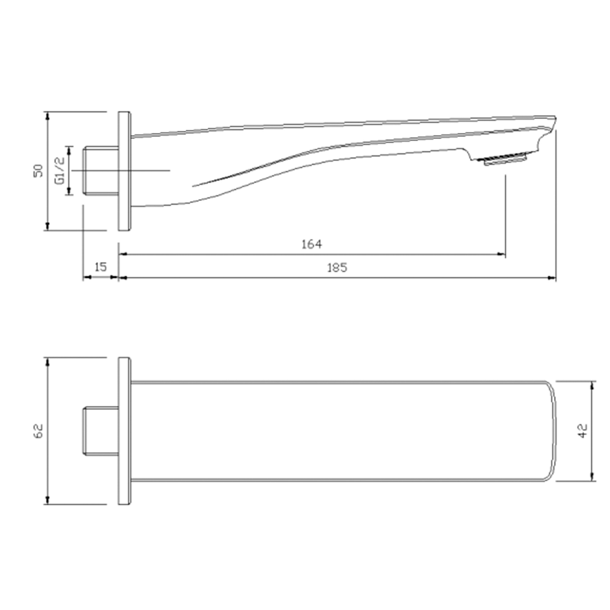 Caño Tina Universal 16 cm Cromo | mK.cl