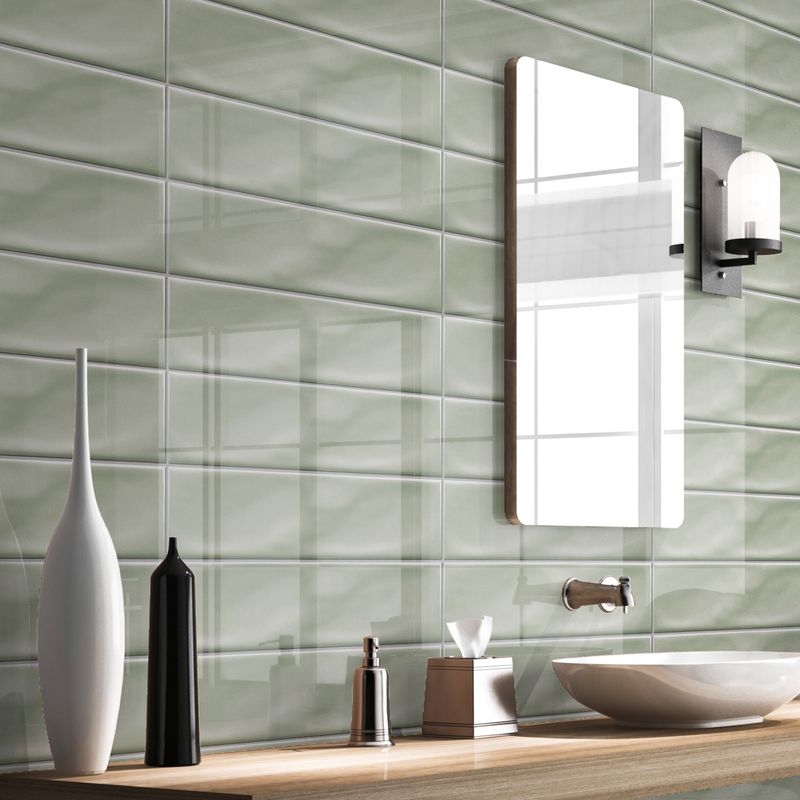 Cerámica Muro Ice Craft Mint Brillante 6.8x28 cm | mK.cl