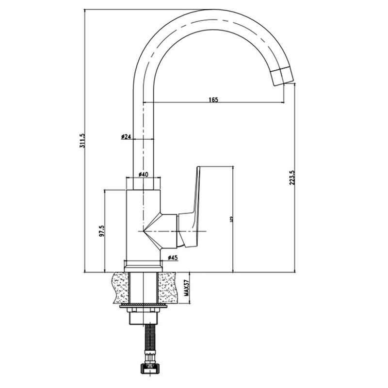 Griferia Cocina Boston 1 Jet Gun Grey | mK.cl