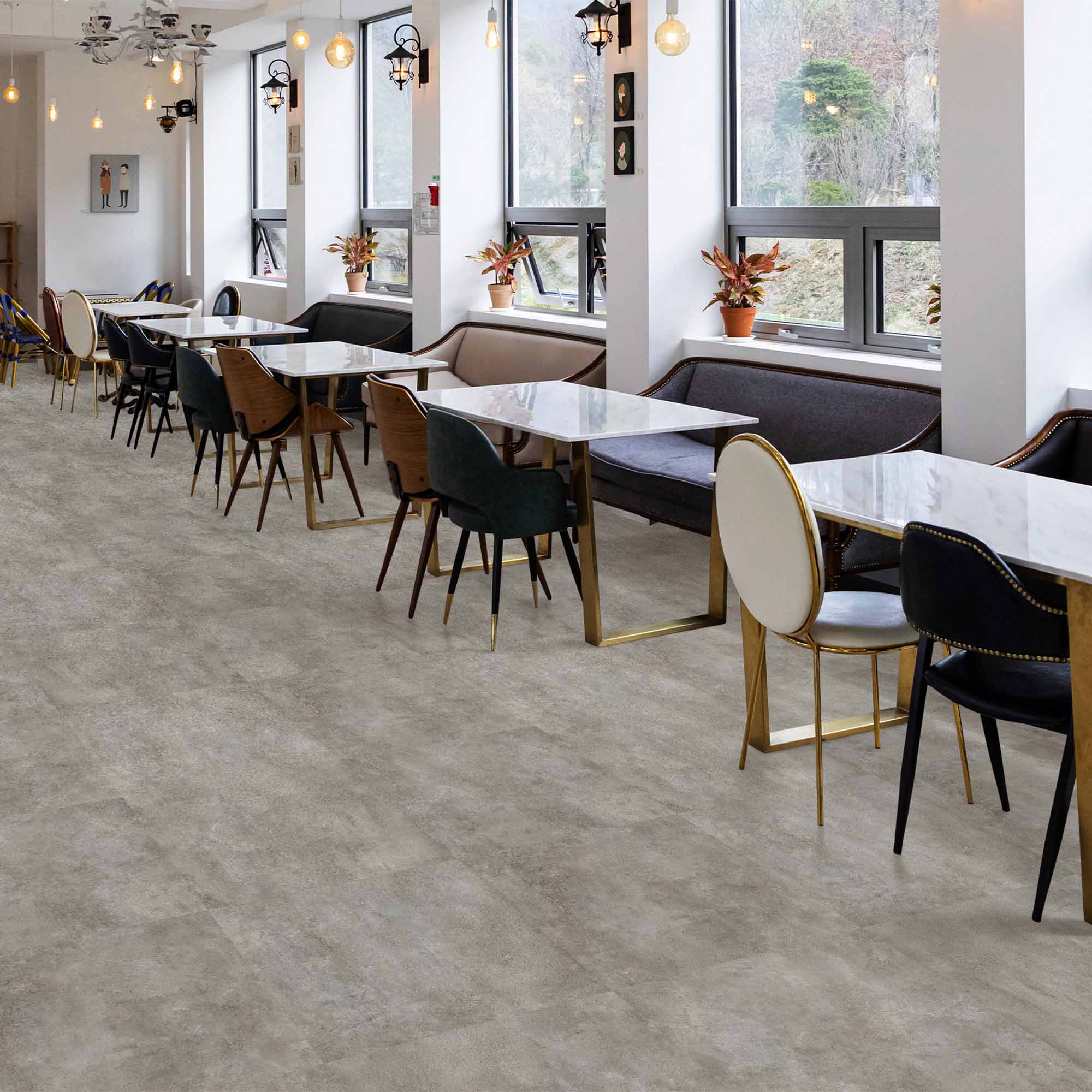 Piso Vinílico LVT Aurora Cement Greige 600x600 mm | mK.cl