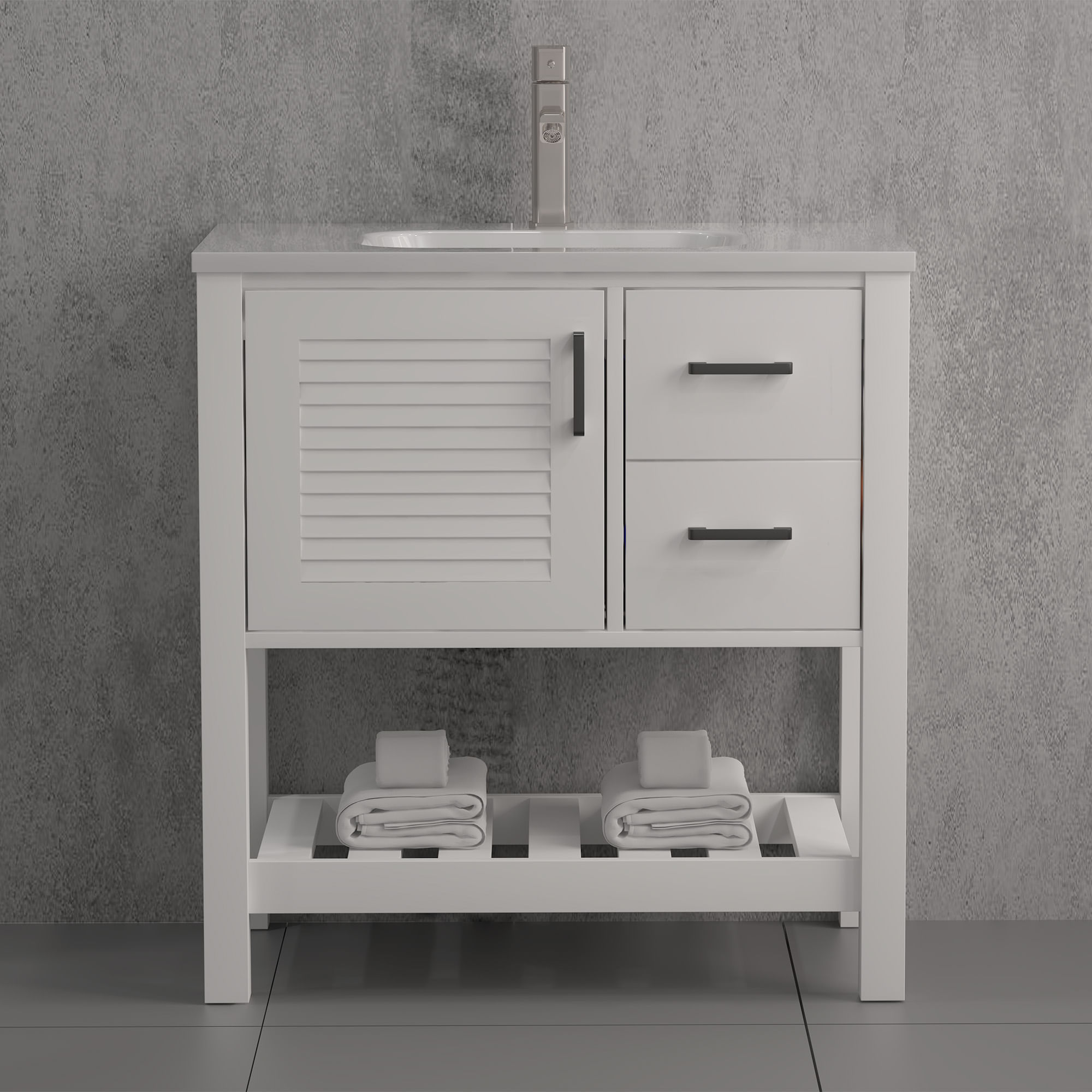 Mueble de Baño Completo Bristol con Lavamanos Blanco Mate 80